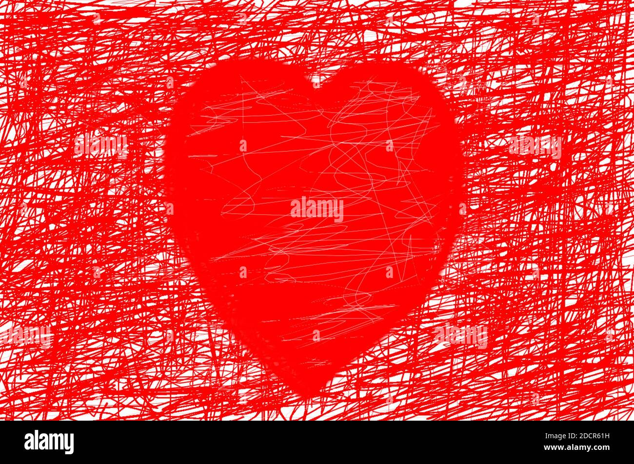 Heart drawn with a red marker - Sketch of a heart drawn with a red pen ...