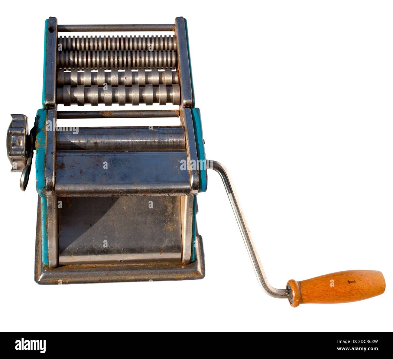 View of an Old pasta machine isolated on white background Stock Photo ...