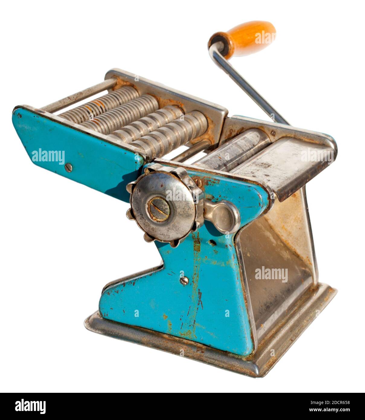 View of an Old pasta machine isolated on white background Stock Photo ...