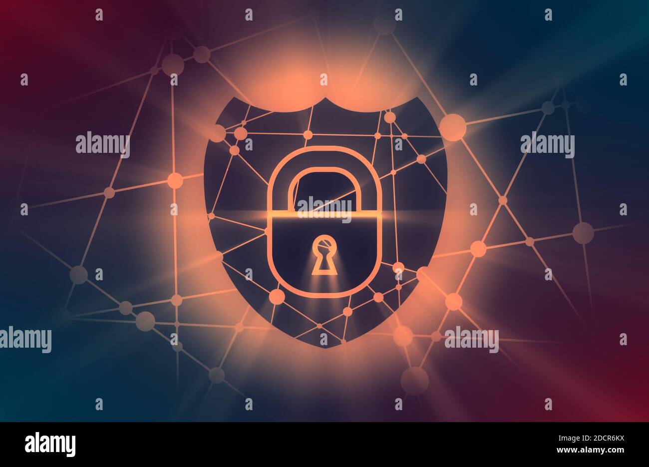 Cyber security concept. Shield with lock symbol. Design for ...