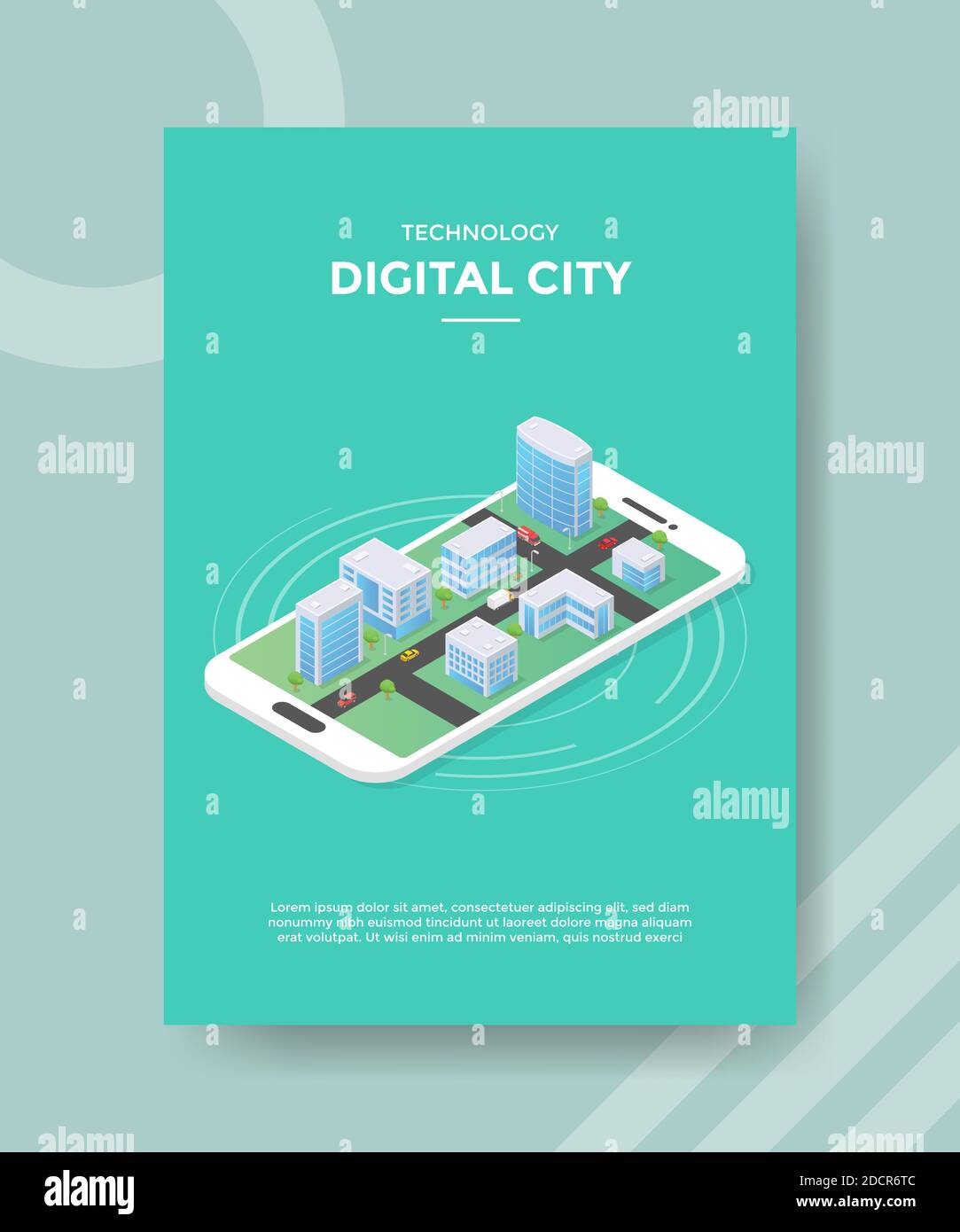 technology digital city building on smartphone for template of banners ...