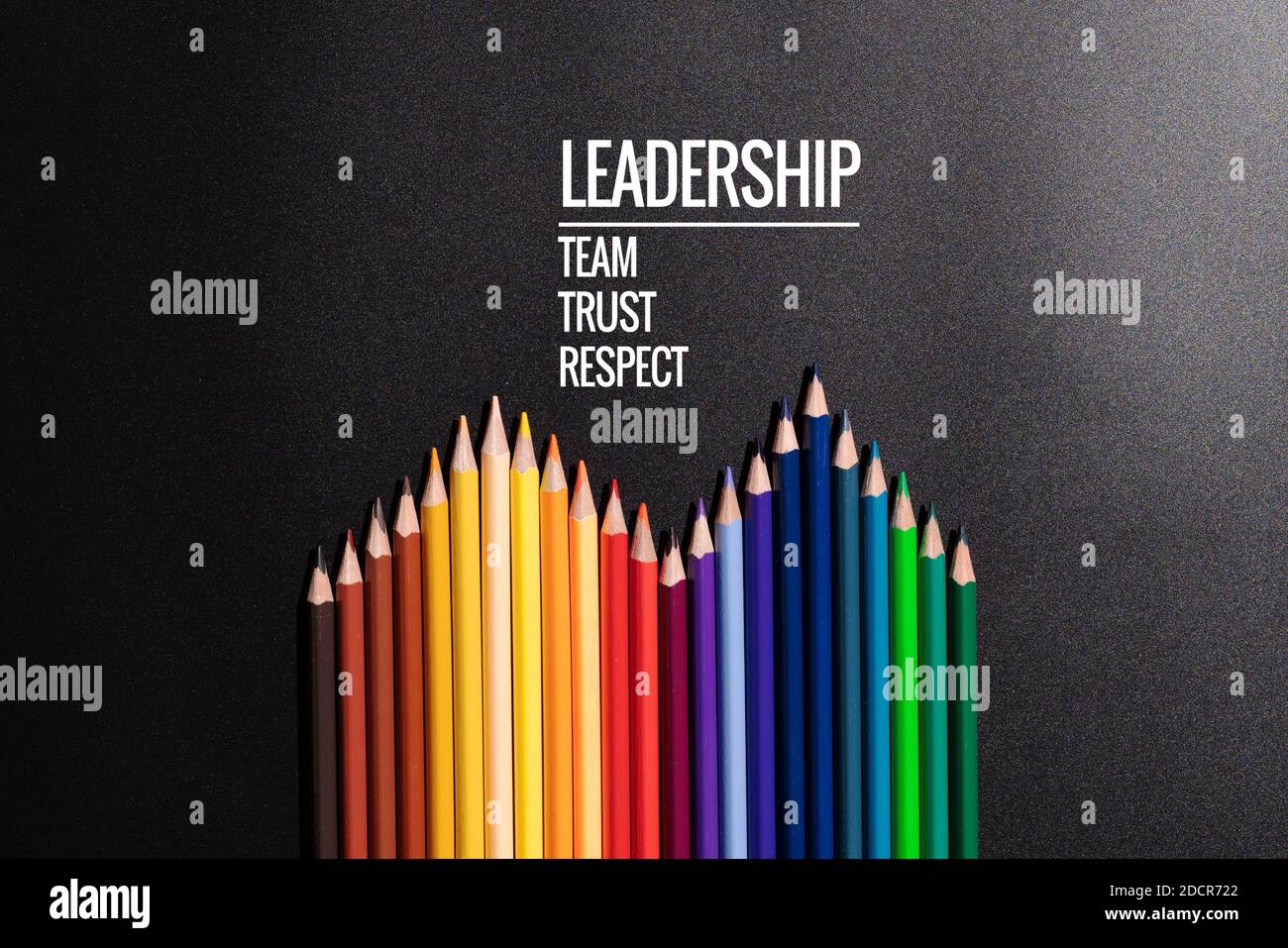 Leadership business concept. color pencil on black background Stock ...