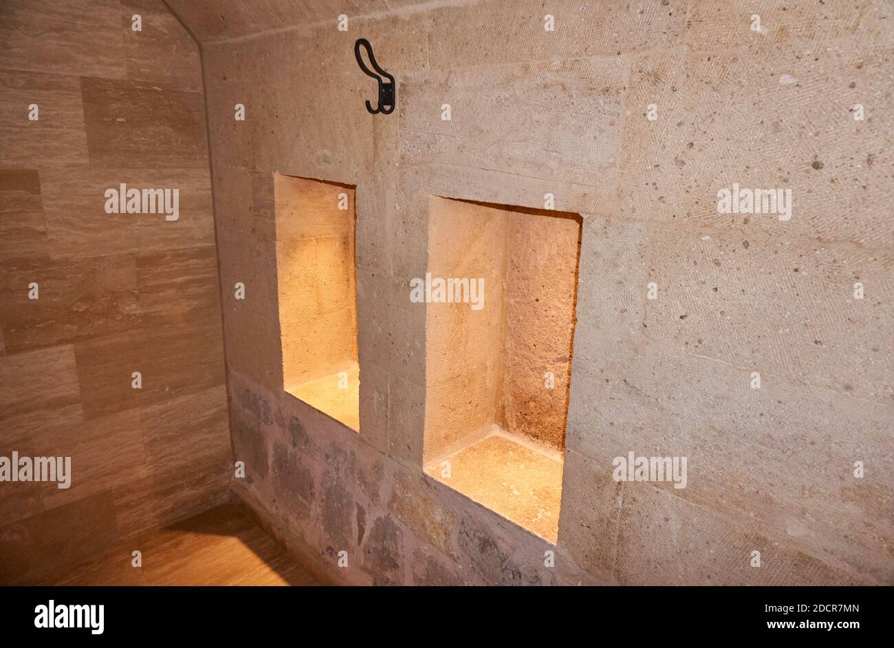 Decorative alcoves in stone wall Stock Photo - Alamy