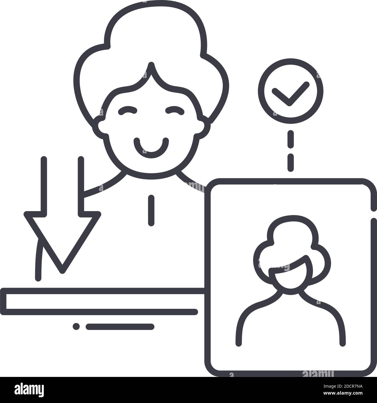 Person scanning icon, linear isolated illustration, thin line vector ...