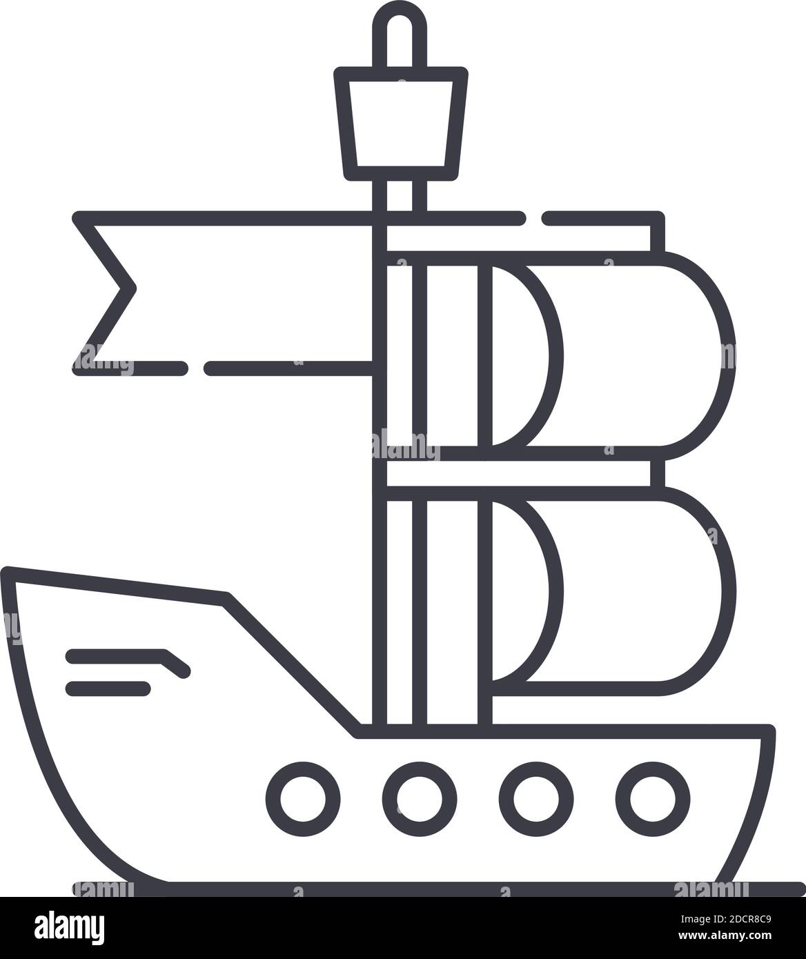 Pirate ship icon, linear isolated illustration, thin line vector, web ...