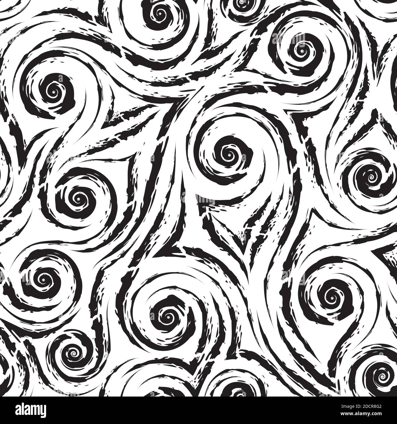 black smooth lines corners and spirals with torn edges isolated on white background vector ...
