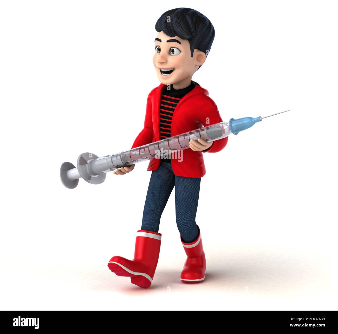 Fun 3D cartoon teenage boy with a syringe Stock Photo - Alamy
