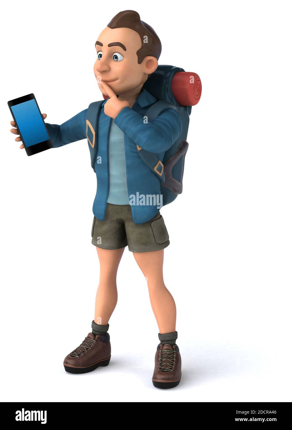 Fun illustration of a 3D cartoon backpacker Stock Photo - Alamy