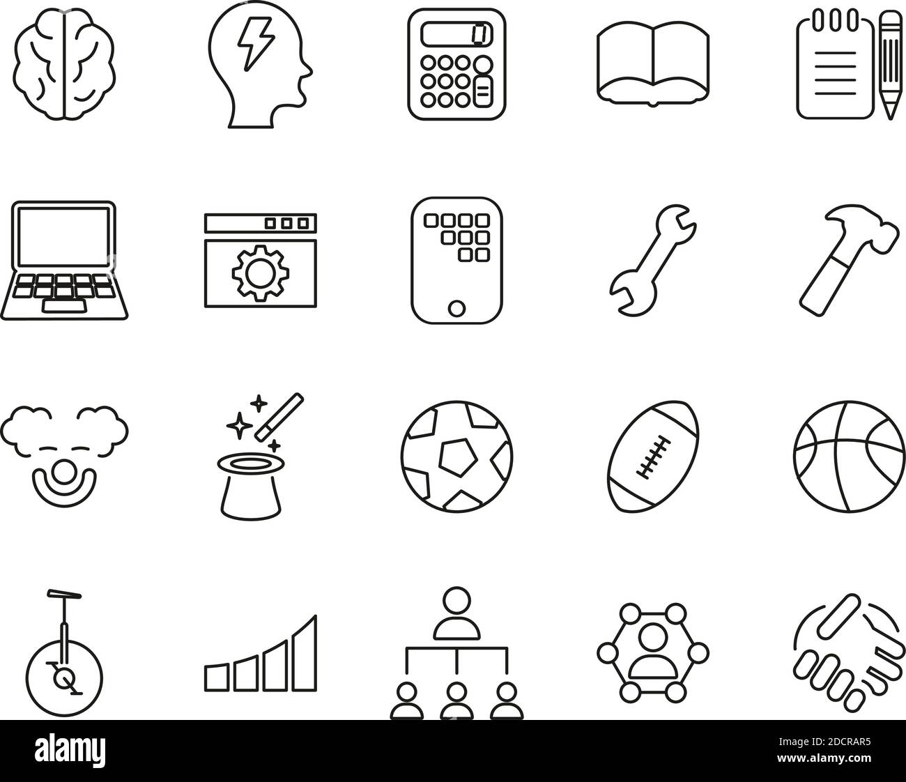 Skill & Talent Icons Black & White Thin Line Set Big Stock Vector Image ...