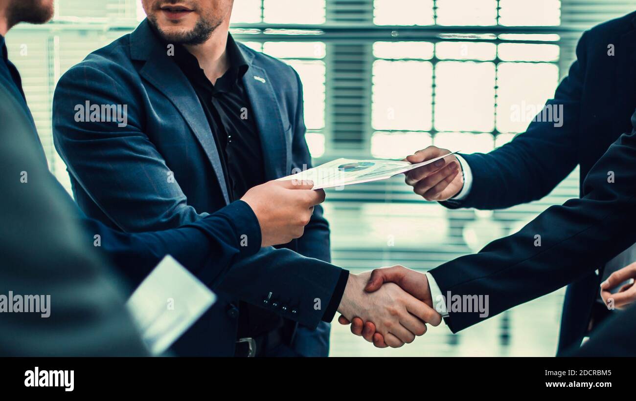financial partners shaking hands. concept of cooperation Stock Photo ...