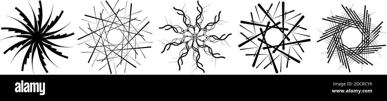 Geometric radial vector design element set. Abstract circular shapes ...