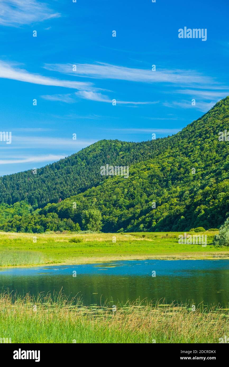 Beautiful green landscape in Lika region on Svica lake, Croatia Stock ...