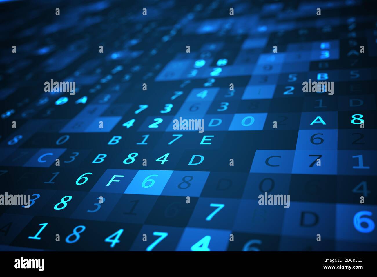 Technology concept. Hexadecimal code background. 3D rendered ...