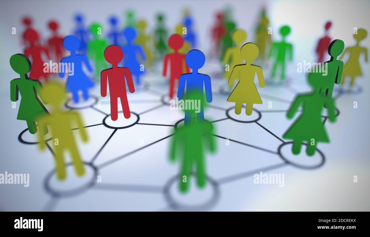 Social media concept. People connected in network. 3D rendered ...