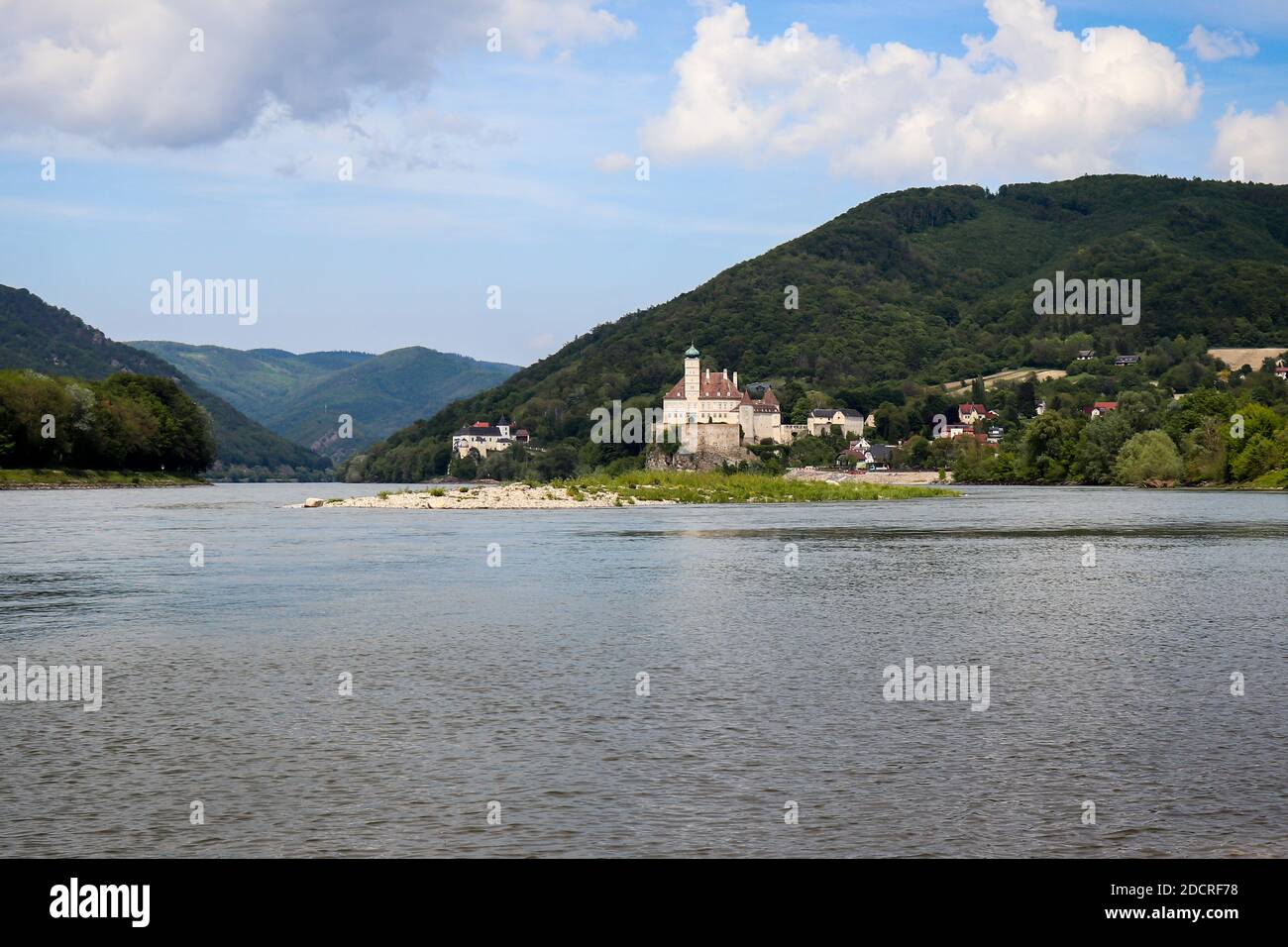 Castle across the Danube River in Austria on a spring day Stock Photo ...