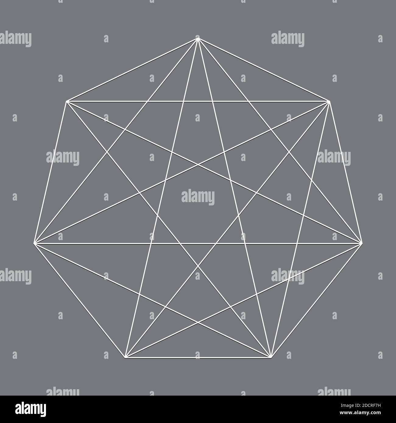 Geometric polygon with diagonal angles drawn. Geometry vector design ...