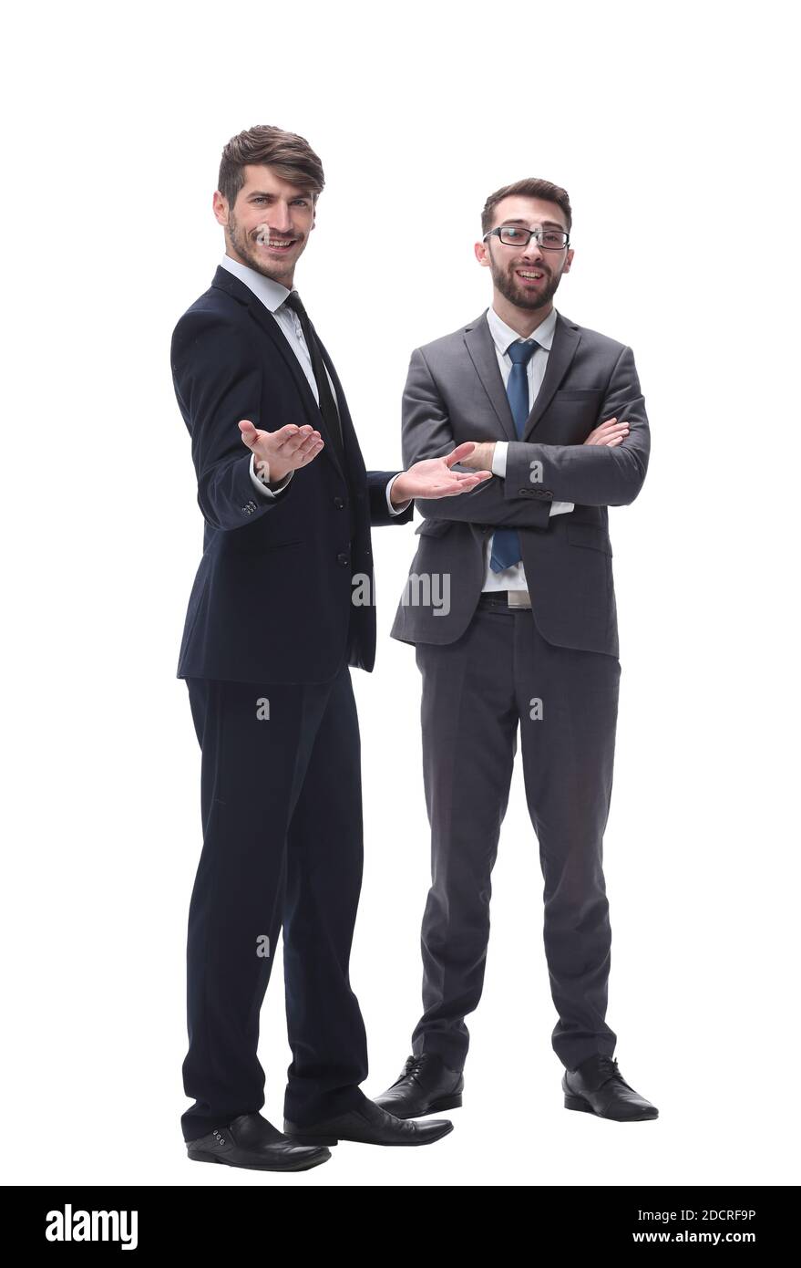 in full growth. two businessmen standing together Stock Photo - Alamy