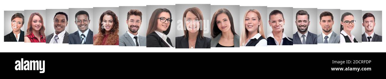 panoramic collage of portraits of successful business people Stock ...