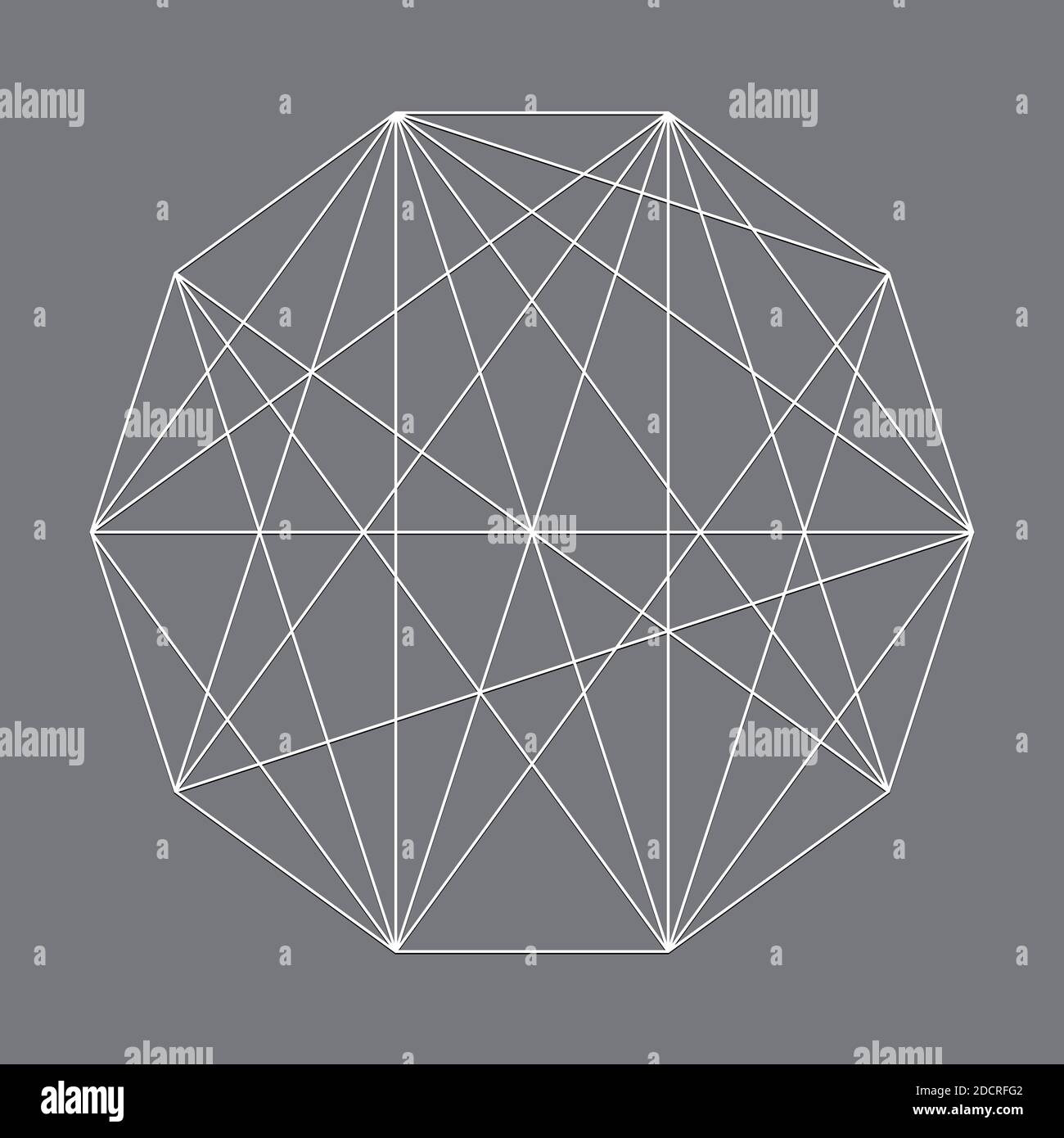 Geometric polygon with diagonal angles drawn. Geometry vector design ...