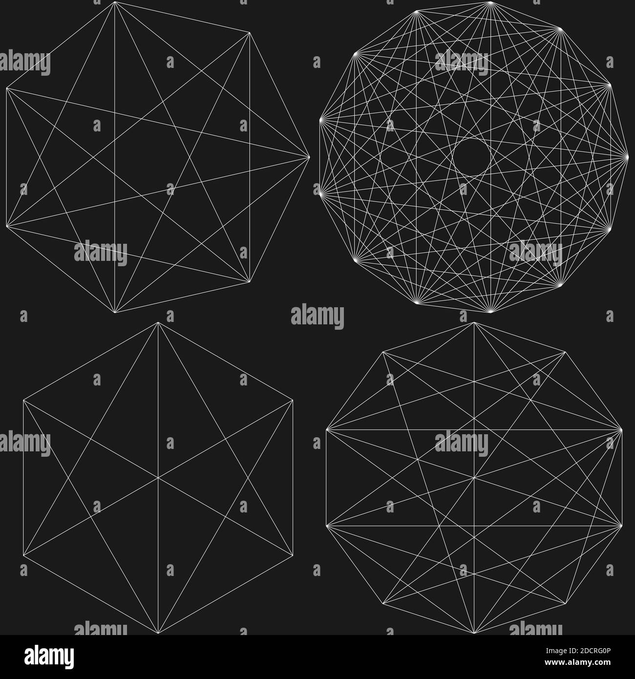 Geometric polygon with diagonal angles drawn. Geometry vector design ...