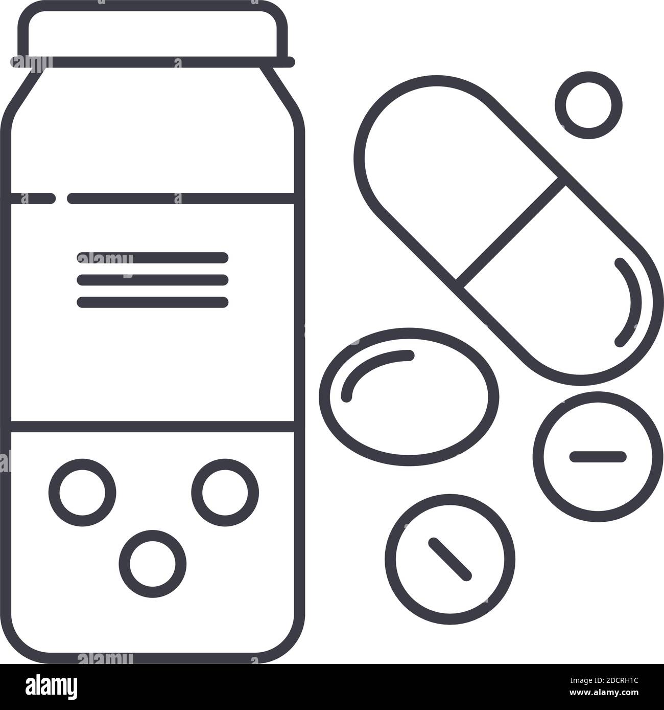 Pill icon, linear isolated illustration, thin line vector, web design ...