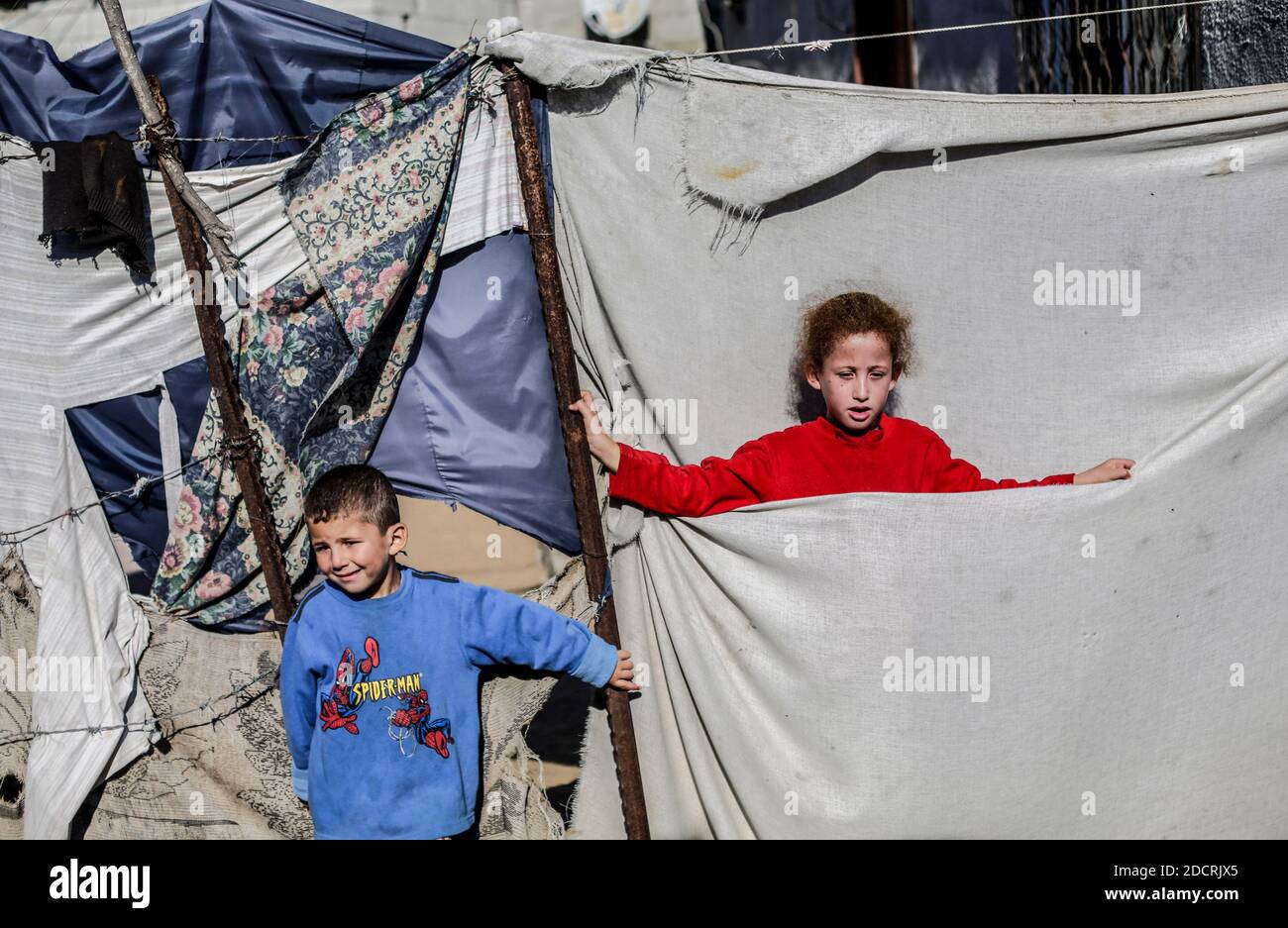 Gaza, Palestine. 22nd Nov, 2020. Palestinian children play outside ...