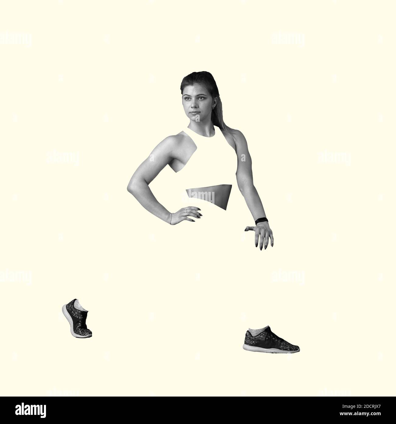 Fitness, athletic. Young caucasian sportswoman isolated on studio ...