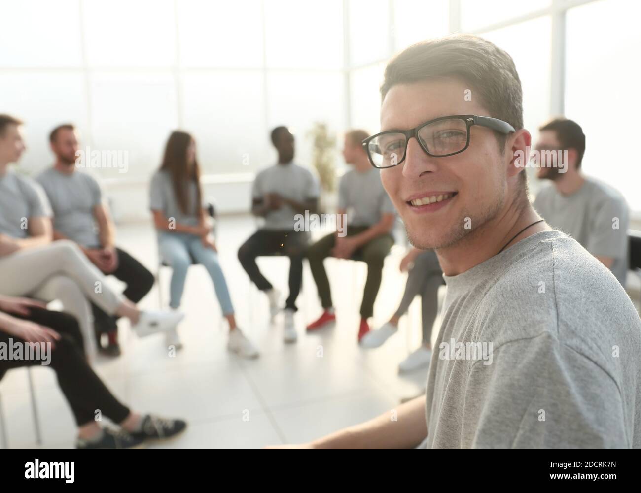 professional business coach sitting in a team building class Stock ...