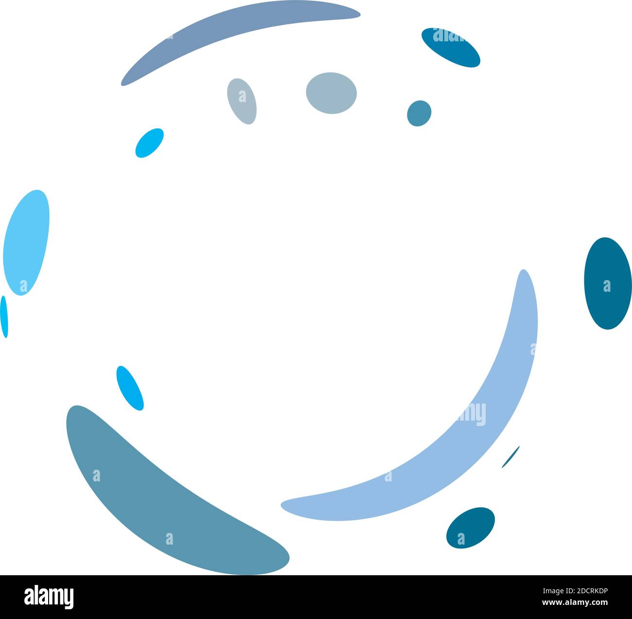 Aqua, water blue Smudged, smeared circular stain spot. Ink blot, blotch ...