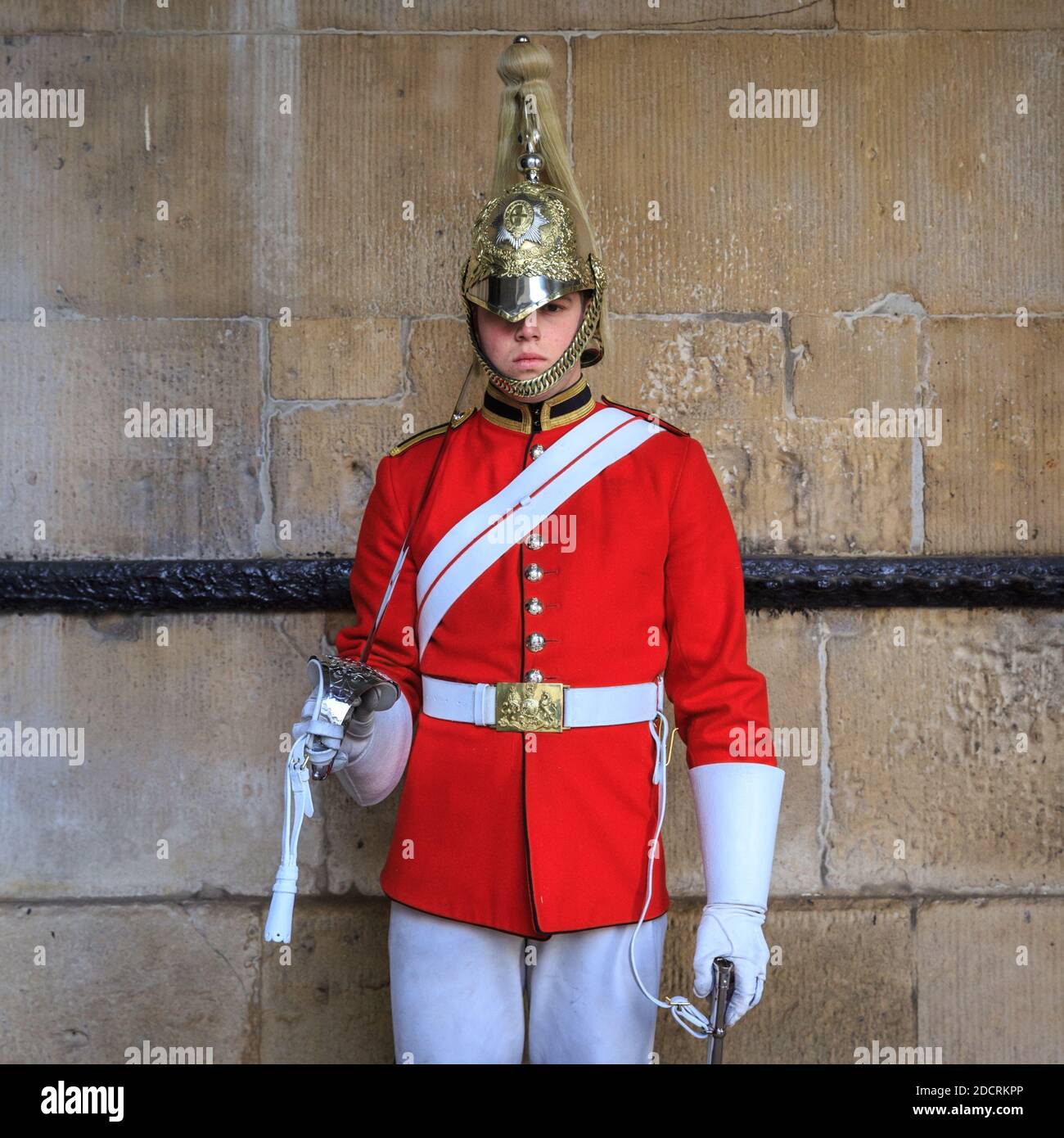 Soldier of the Queen's Guards, household division, standing in front of ...