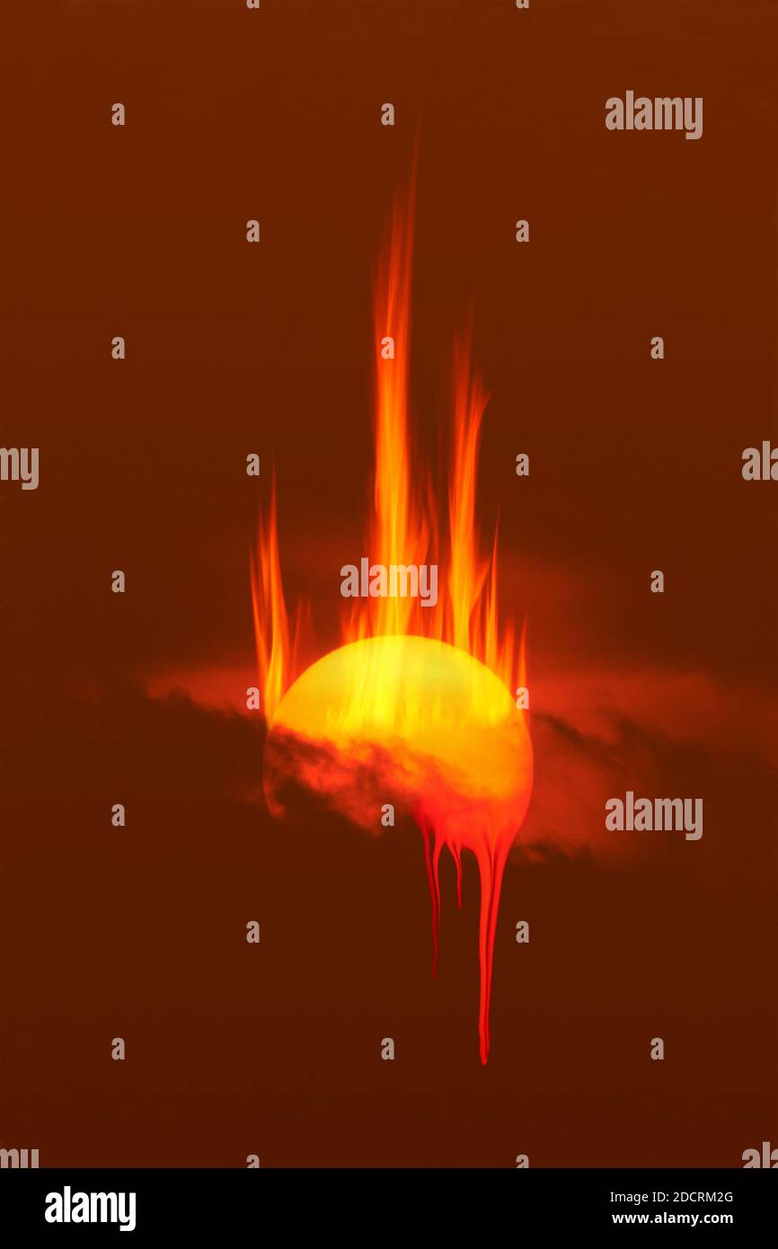 Fiery burning melting sun concept Stock Photo - Alamy