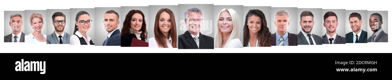 panoramic collage of portraits of successful business people Stock ...