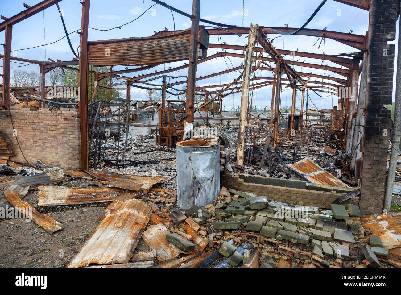 Industrial buildings destroyed by fire, Hatcher Components Ltd, Parham ...