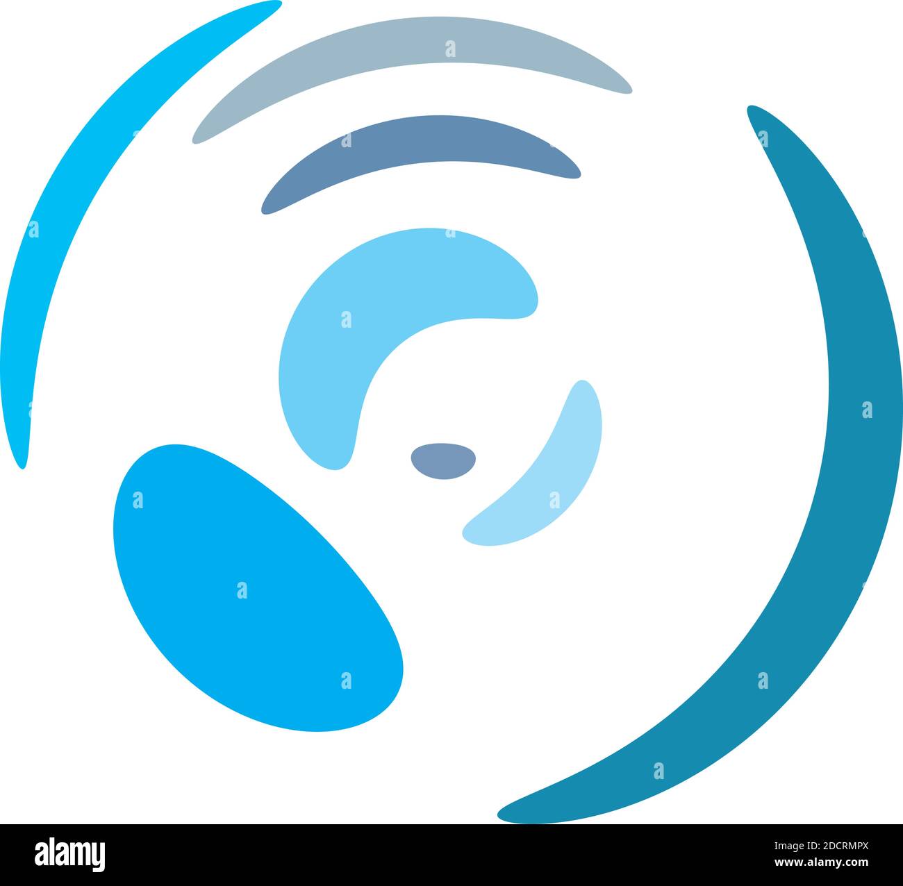 Aqua, water blue Smudged, smeared circular stain spot. Ink blot, blotch ...