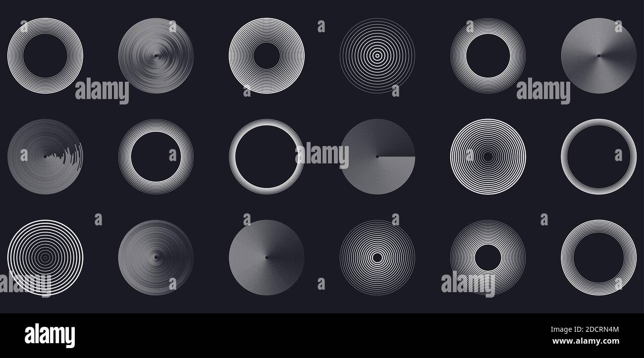 Geometric circular spiral, swirl and twirl. Cochlear, vortex, volute ...