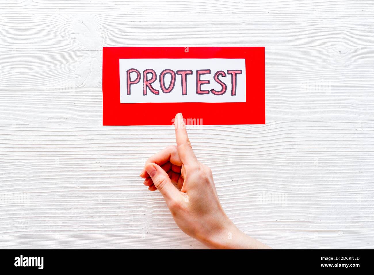 Protest sign concept. Word Protest on paper banner, top view Stock ...