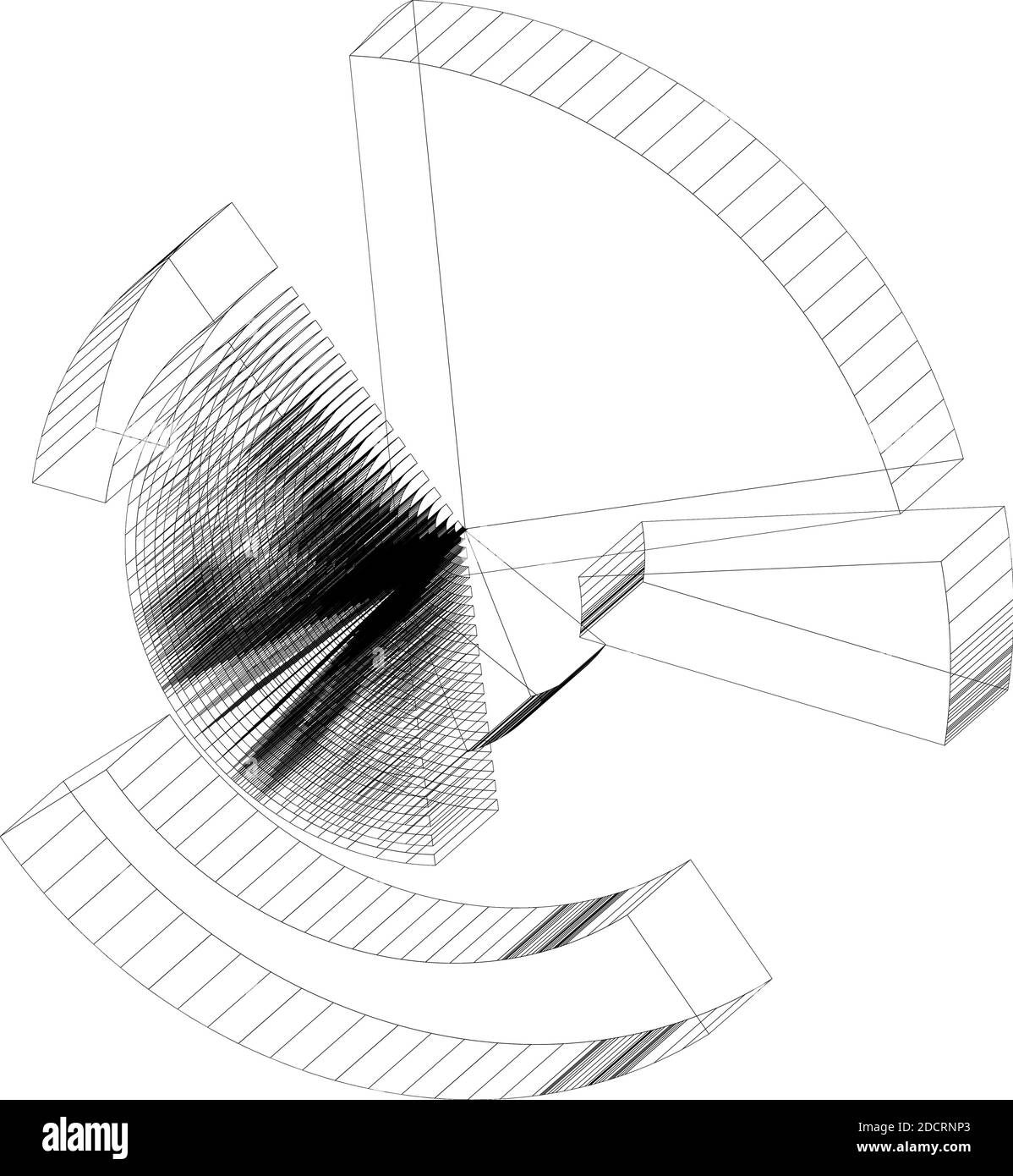 Wire-frame 3d Object - Geometric Sci-fi, Cybernetics, Cyber segmented ...