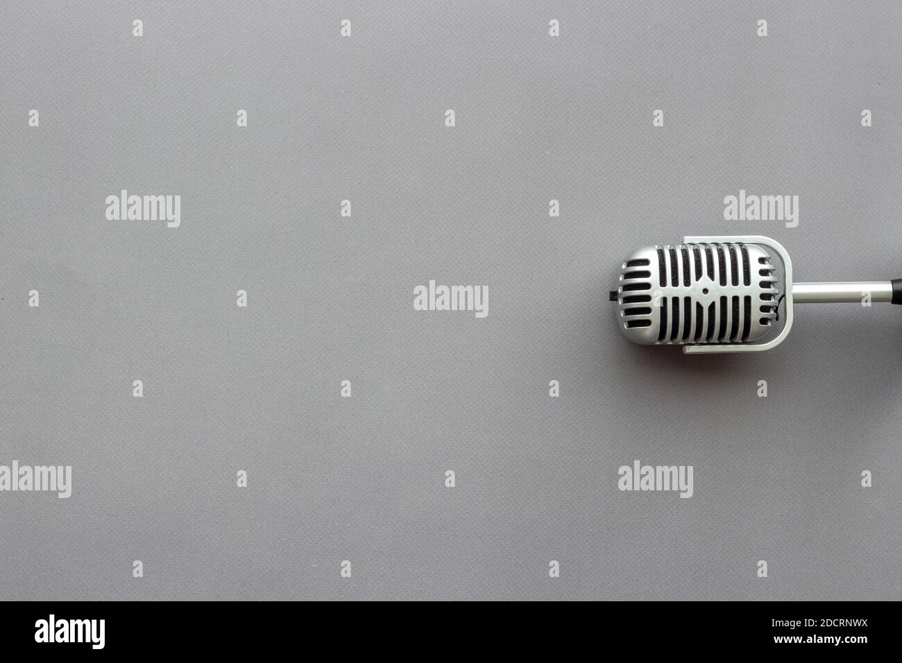 Flat lay of retro classic microphone with space for text Stock Photo ...