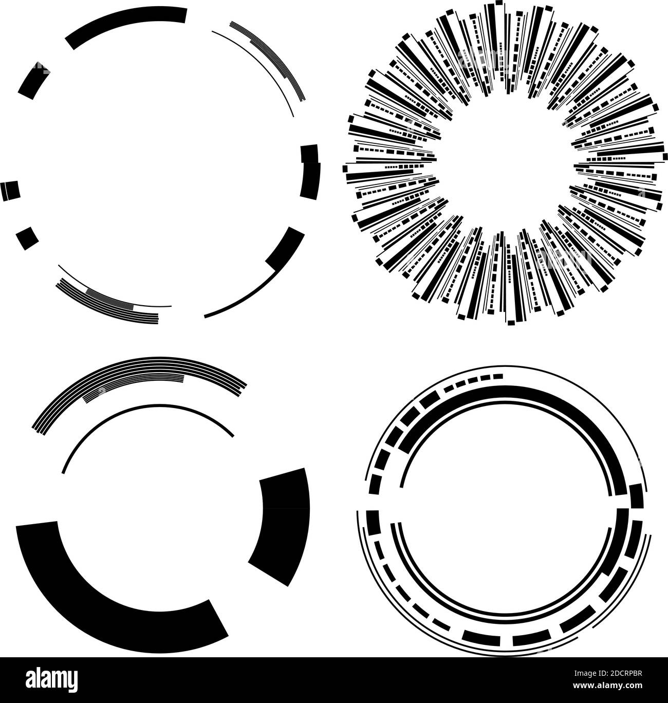 Geometric HUD, sc-fi GUI, UI circular elements. Geometric circle vector ...