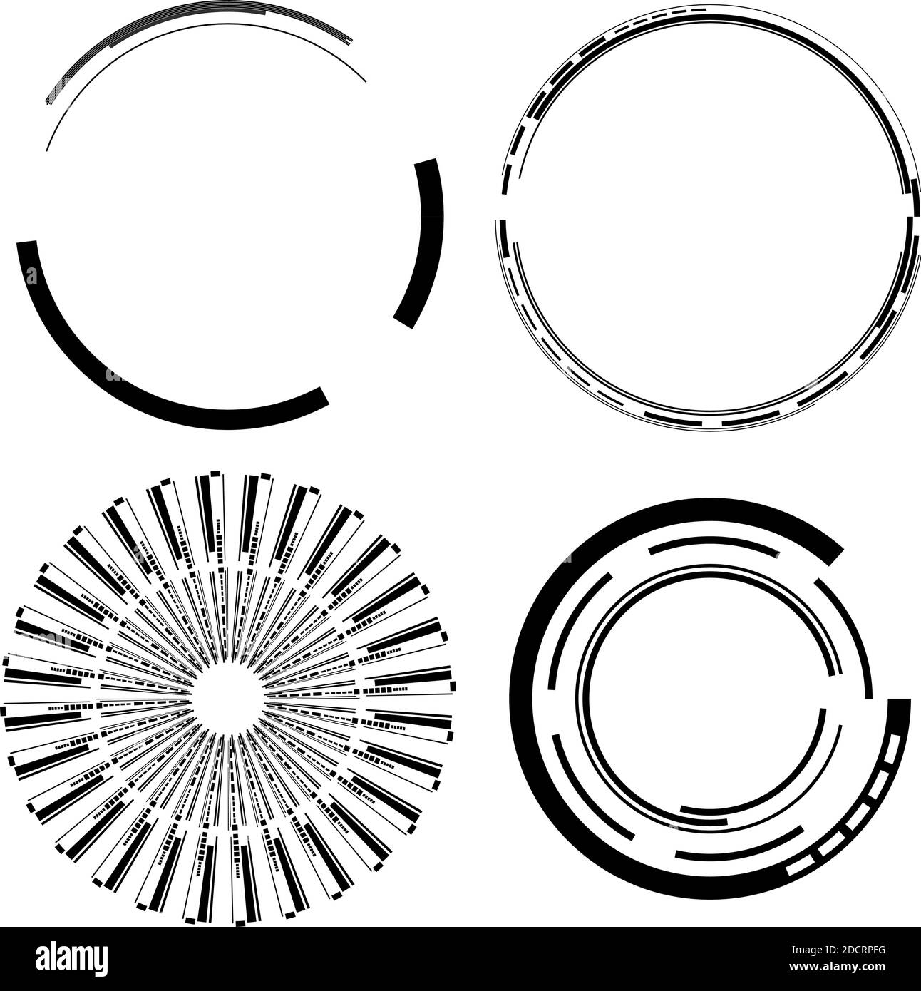 Geometric HUD, sc-fi GUI, UI circular elements. Geometric circle vector ...