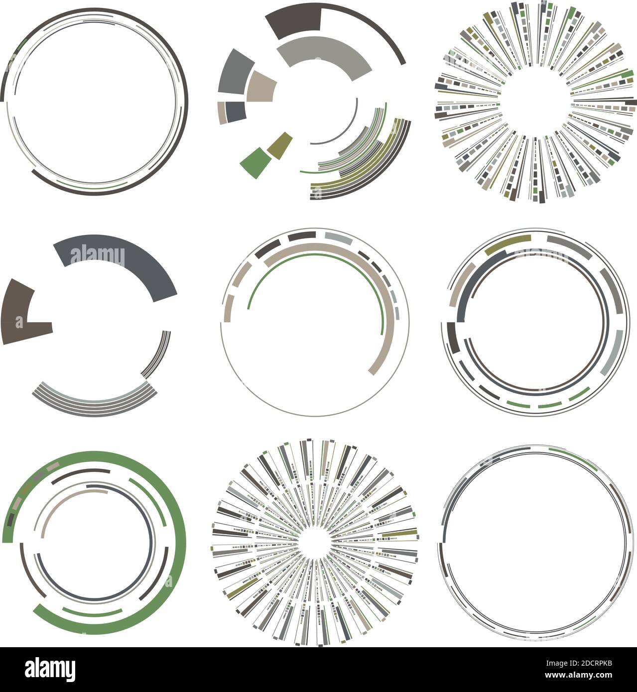 Geometric HUD, sc-fi GUI, UI circular elements. Geometric circle vector ...