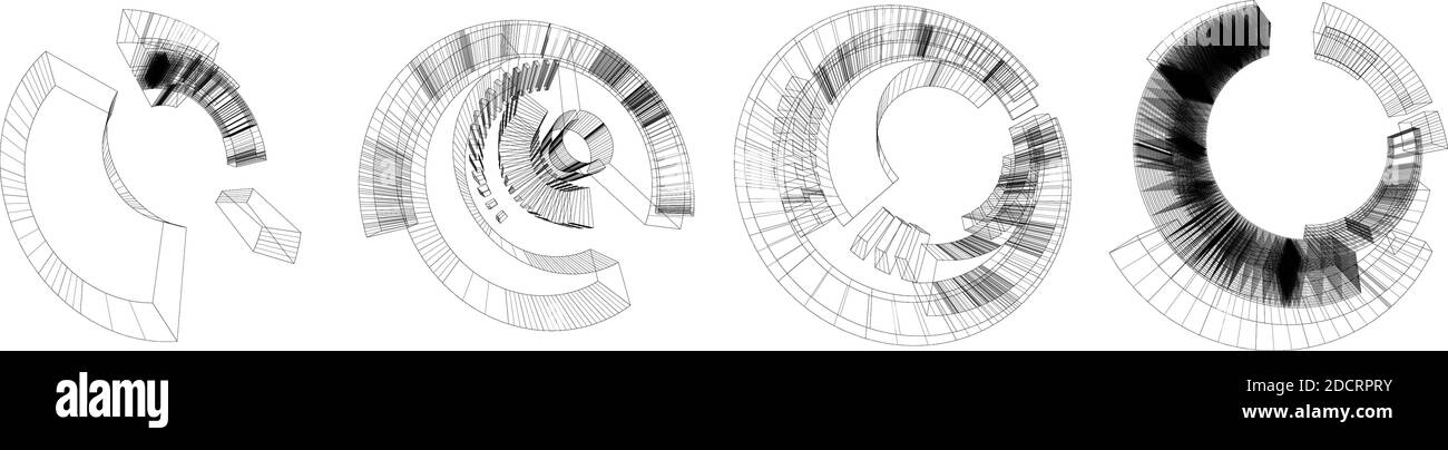 Wire-frame 3d Abstract Sci-Fi Object. Geometric Sci-fi, Cybernetics ...