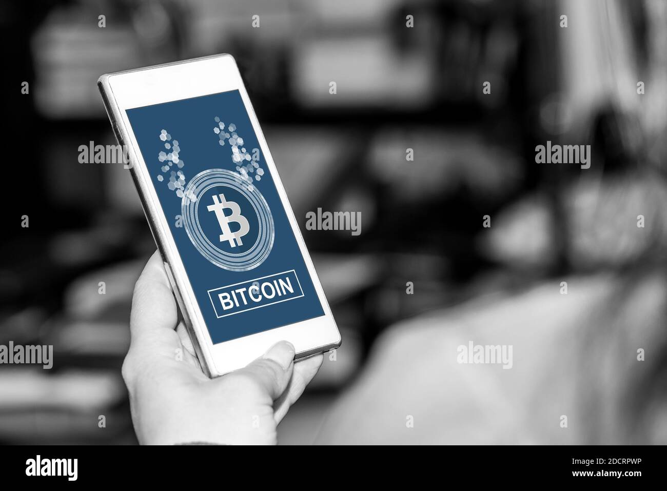 Smartphone screen displaying a bitcoin concept Stock Photo - Alamy