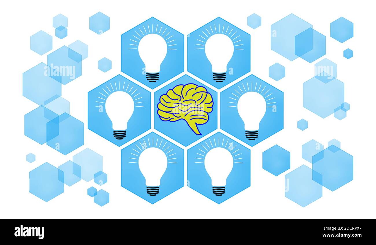 Illustration of a human brain ideas concept Stock Photo - Alamy
