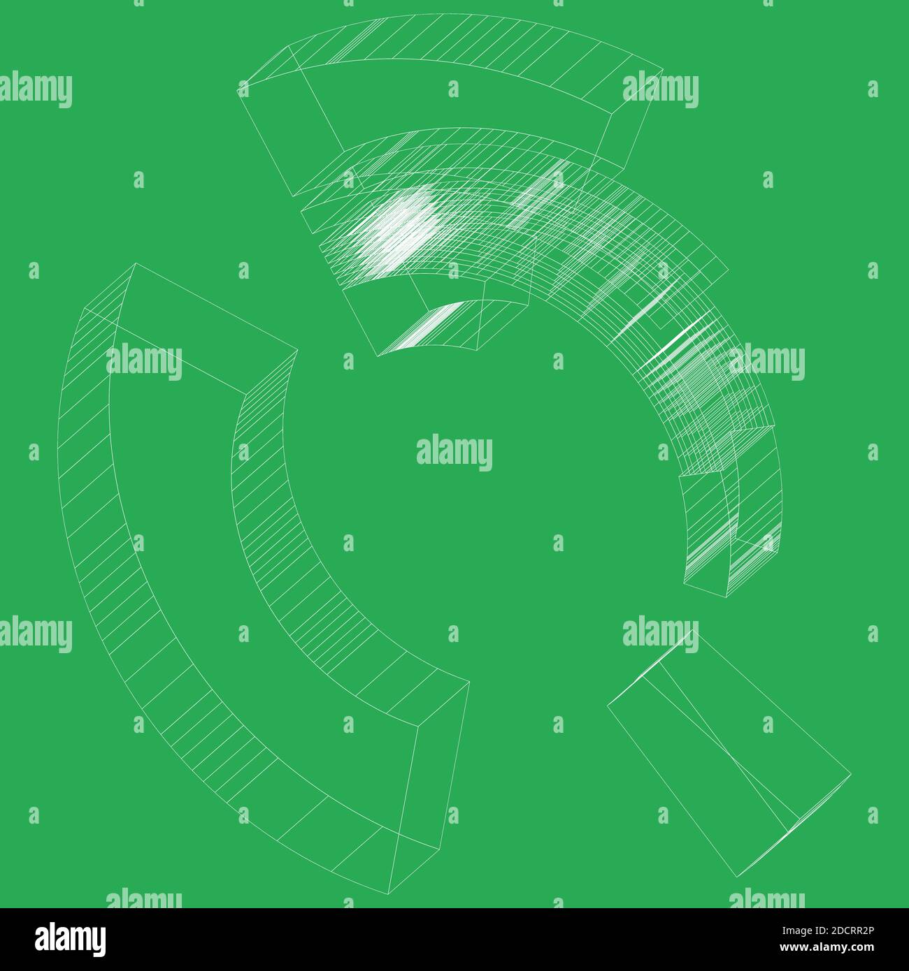 Wire-frame 3d Object - Geometric Sci-fi, Cybernetics, Cyber segmented ...