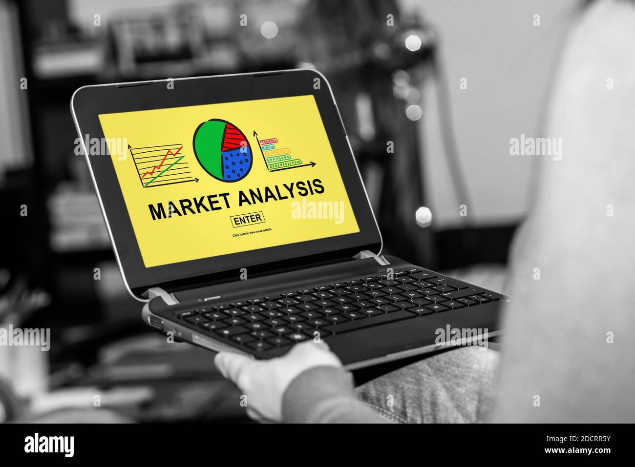 Tablet screen displaying a market analysis concept Stock Photo - Alamy