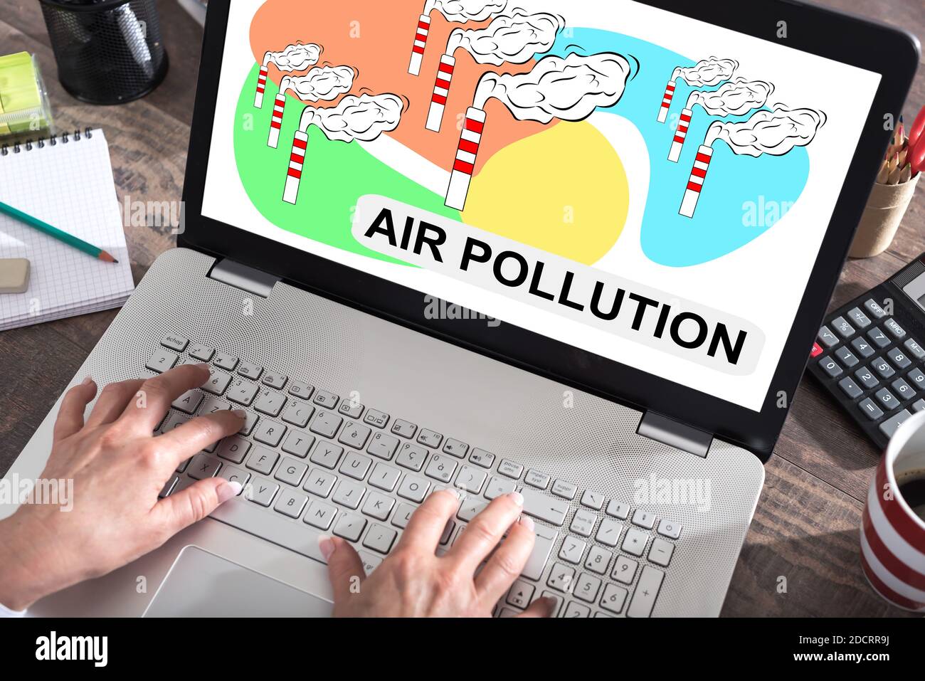 Air pollution concept shown on a laptop screen Stock Photo - Alamy