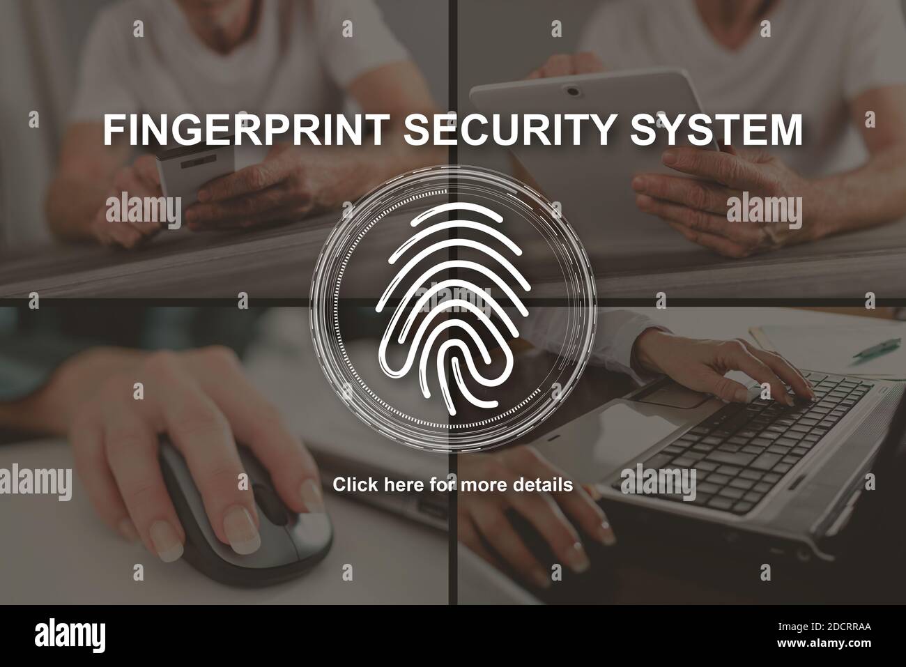 Fingerprint security system concept illustrated by pictures on ...