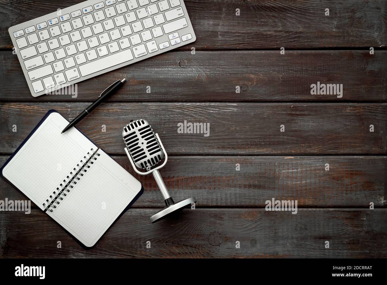 Studio microphone with keyboard. Audio equipment and recording ...