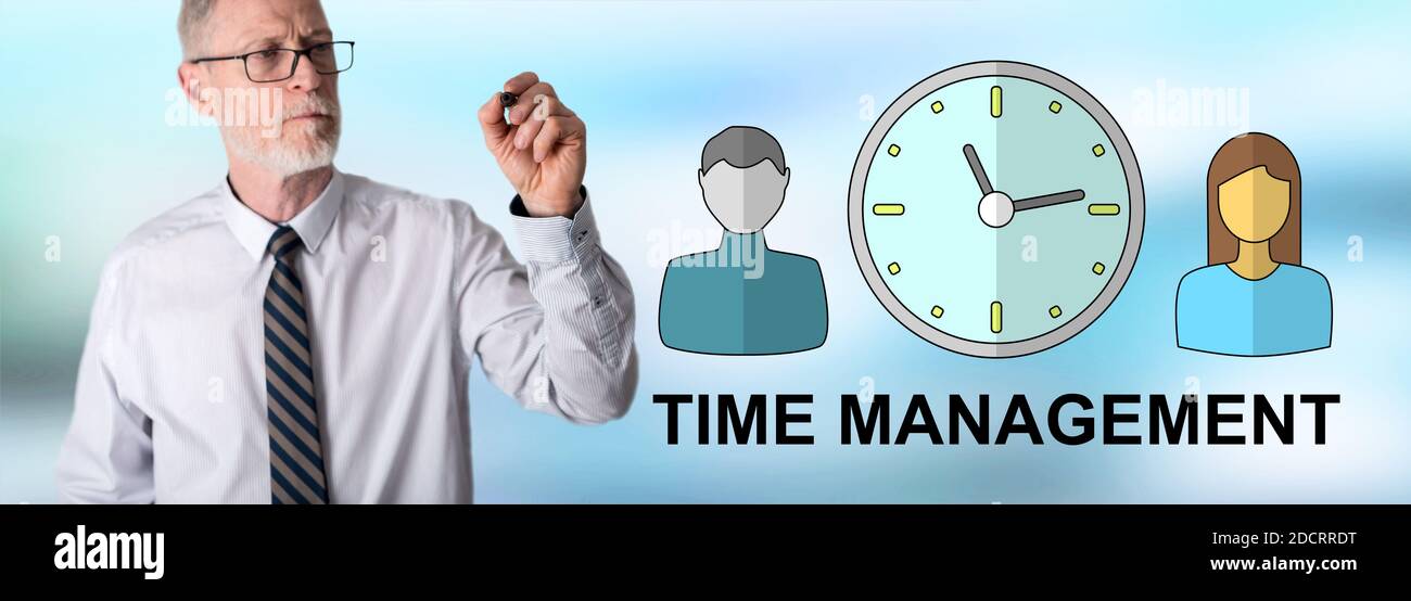 Time management concept drawn by a businessman Stock Photo - Alamy